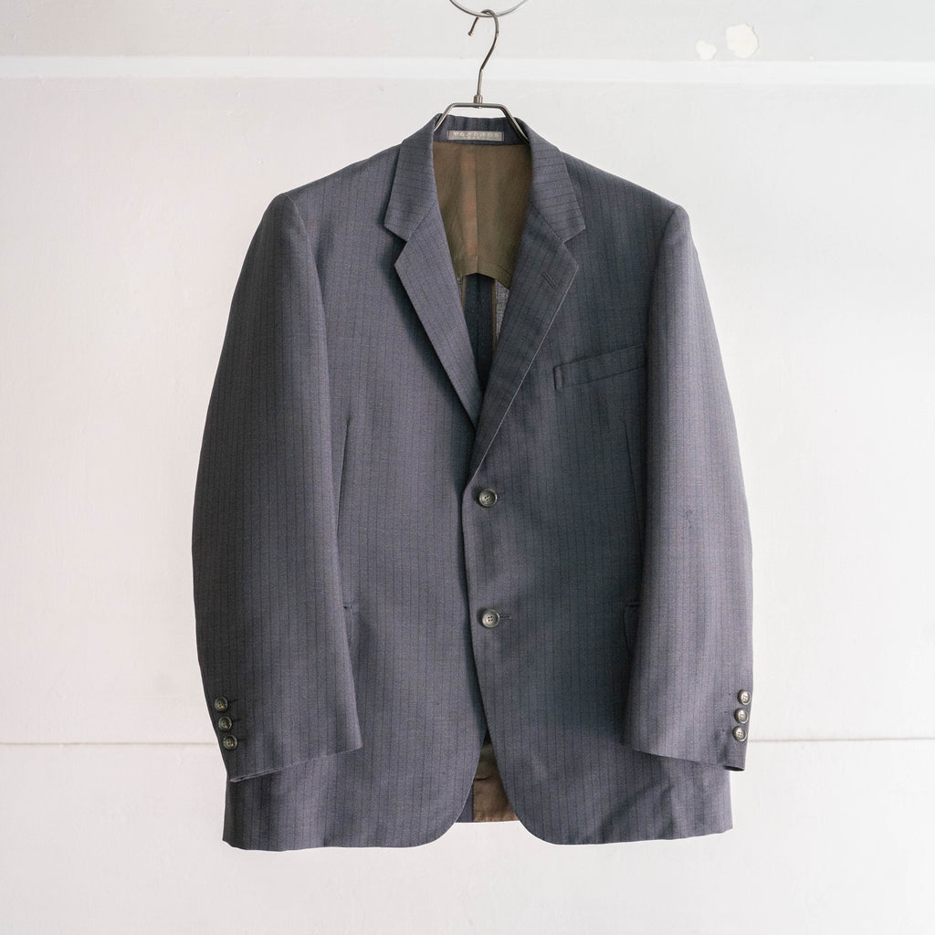 around1970s Japan vintage dark gray color stripe tailored jacket ...