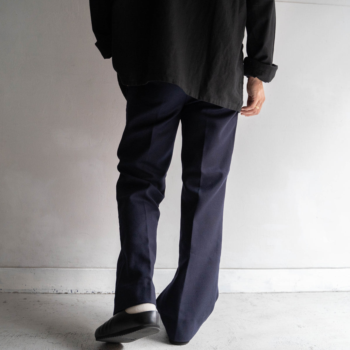 1970s Italian military dark navy one tuck wool slacks 'dead stock ...
