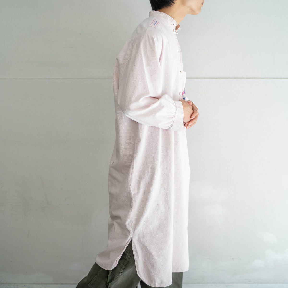 around 1970s pink dot embroidery long smock – gochic vintage
