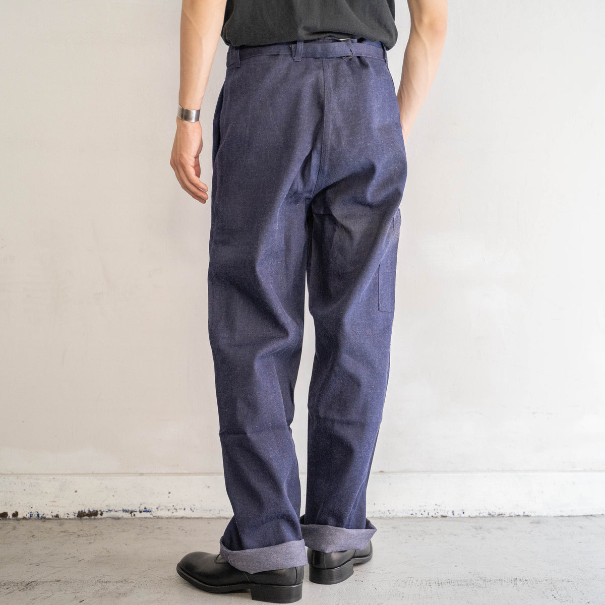 1970s Germany navy denim work pants -with cinch back- ‘dead stock ...